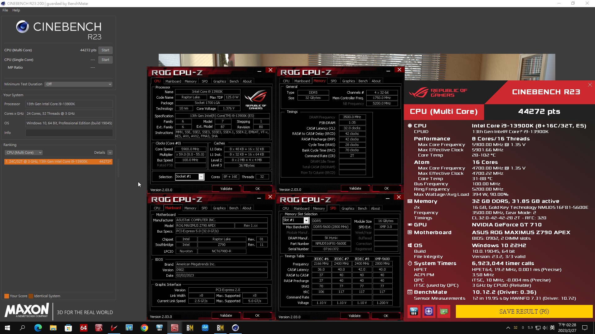 13900K SP 97 LLC8 5.9g 4.7G RING 52 R23/R20/GB3/CPU-Z/GB6 | 滄者極限